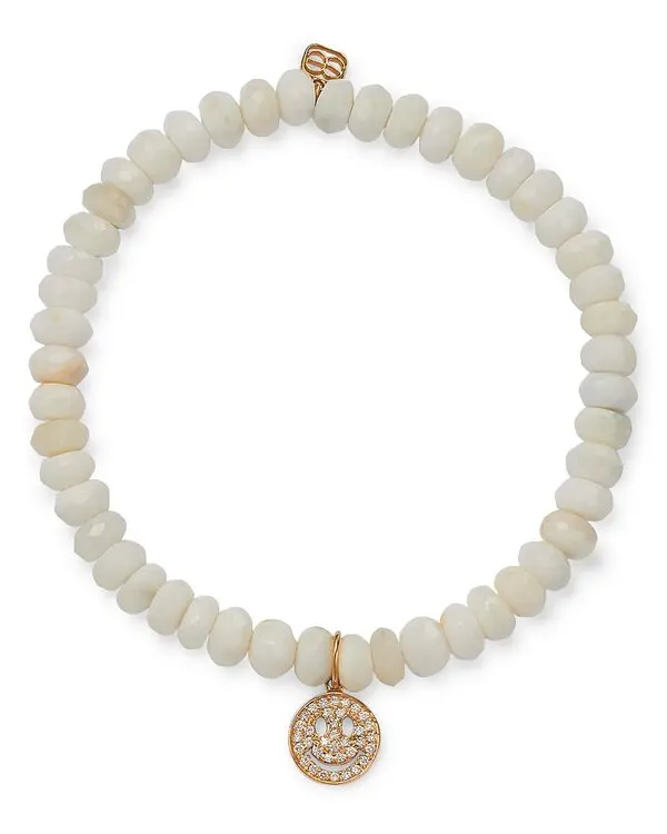 SYDNEY EVAN Diamond And Opal Beaded Bracelet - Gold/white
