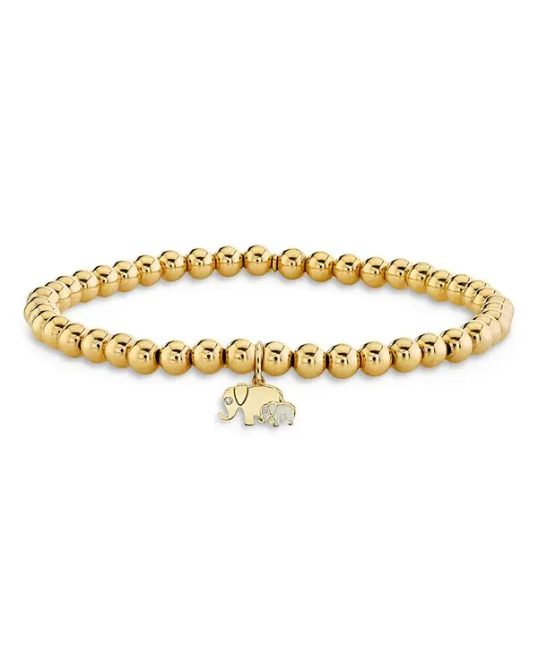 SYDNEY EVAN 14k Yellow Elephant Family Charm Bracelet - Gold