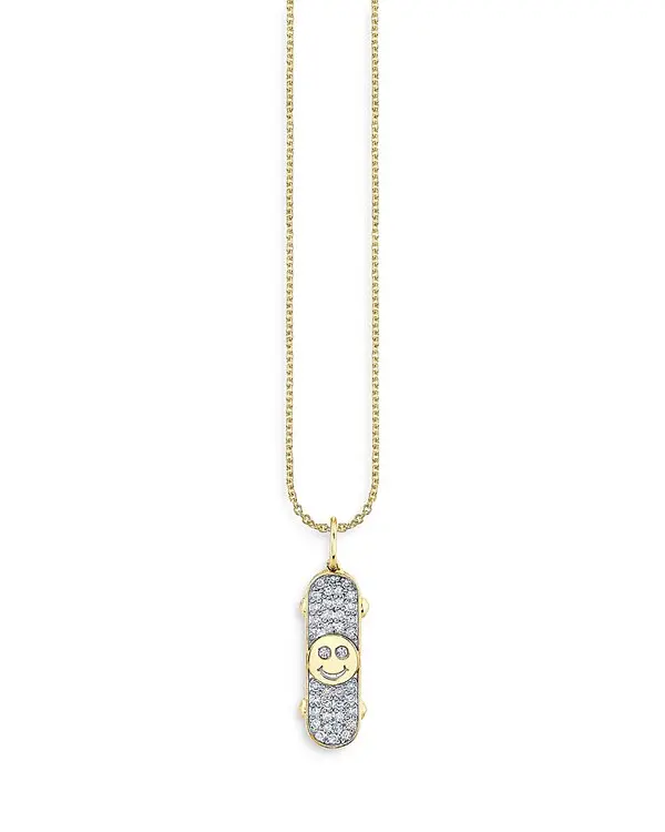SYDNEY EVAN 14k Yellow Diamond Skateboard Pendant Necklace - Gold