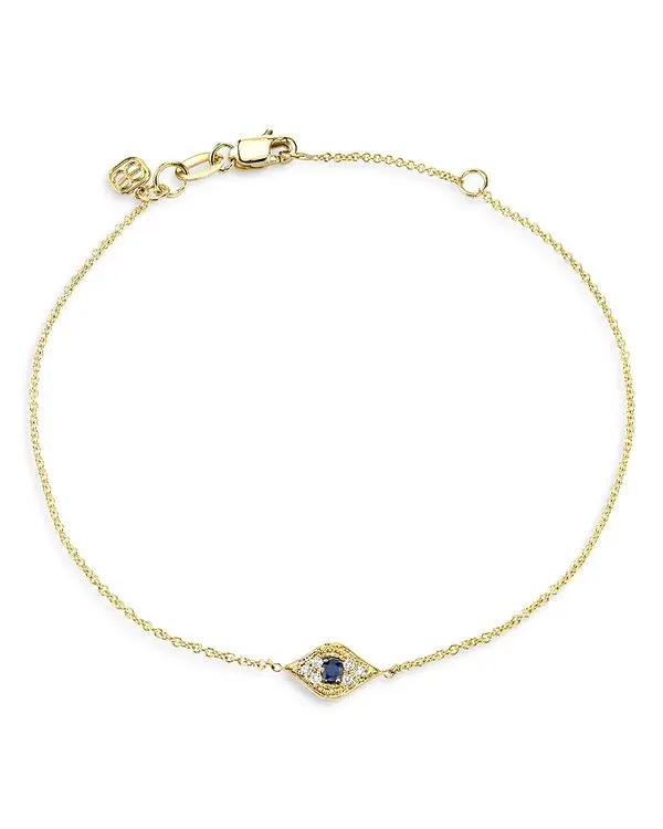 SYDNEY EVAN 14k Yellow Diamond Evil Eye Charm Bracelet - Gold