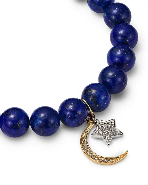 SYDNEY EVAN 14k Gold Lapis Lazuli Diamond Celestial Charm Bracelet