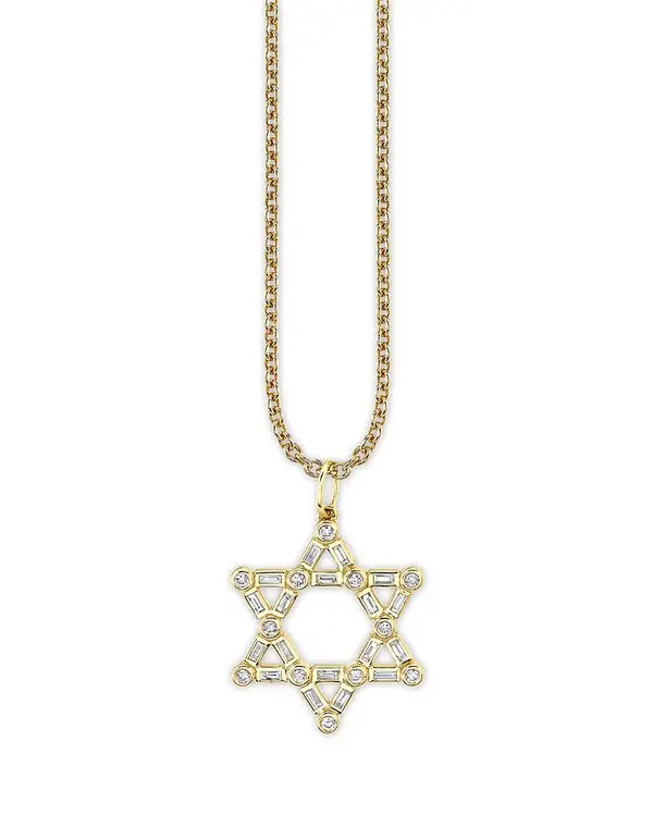 SYDNEY EVAN 14k Yellow Diamond Star Of David Pendant Necklace - Gold