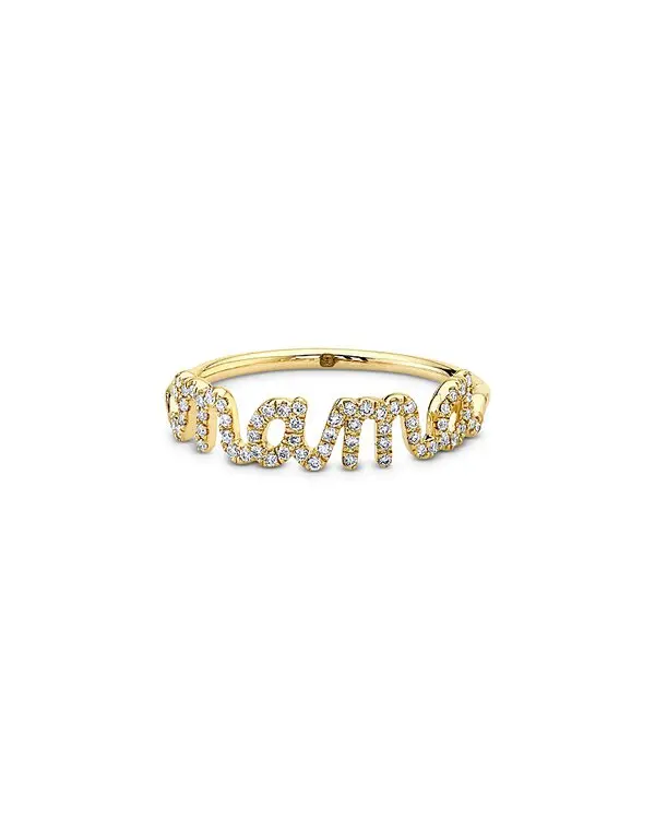 SYDNEY EVAN 14k Yellow Diamond Mama Script Ring - Gold