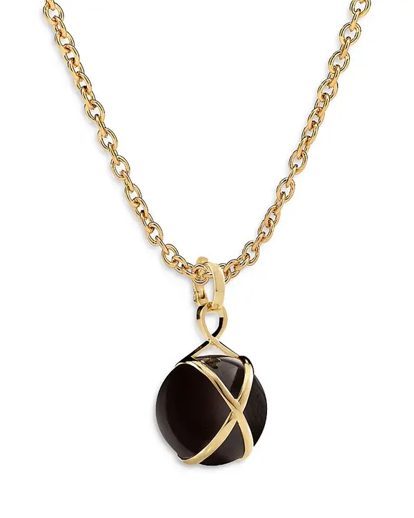 L. KLEIN 18k Yellow Gold Prisma Black Agate Pendant Necklace - Black/gold