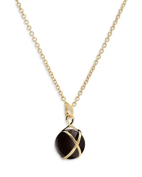 L. KLEIN 18k Yellow Gold Prisma Black Agate Pendant Necklace - Black/gold