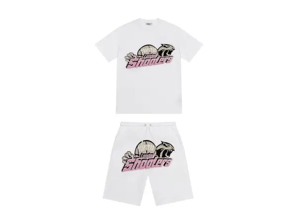 Trapstar Shooters Chenille Short Set - White/pink