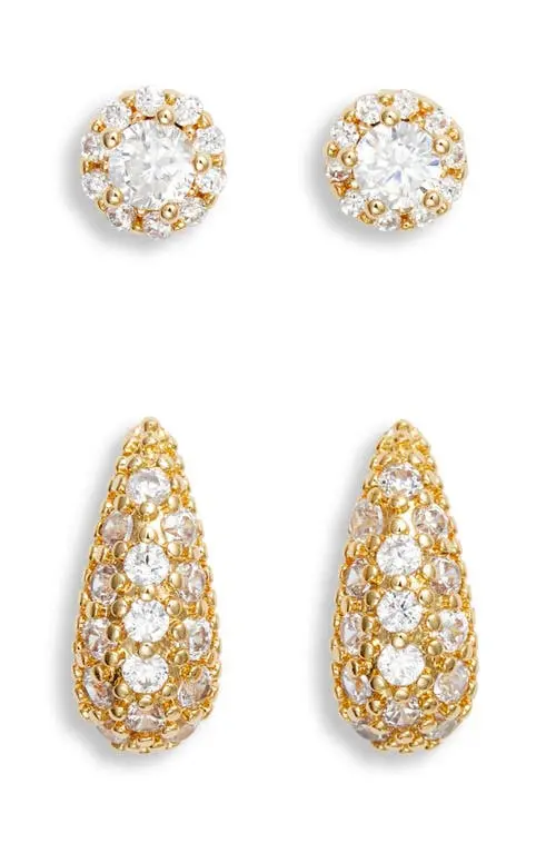 Nordstrom Demi Fine Set Of 2 Stud Earrings - 14k Gold Plated
