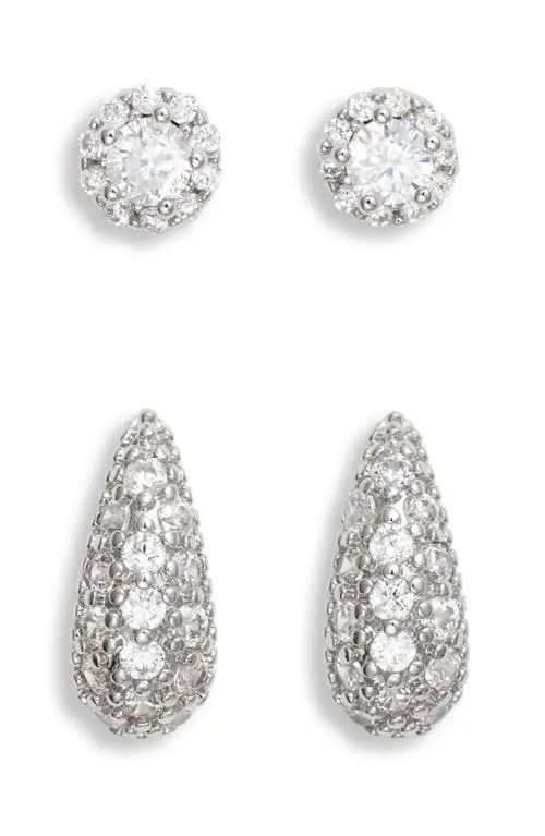 Nordstrom Demi Fine Set Of 2 Stud Earrings - Sterling Silver Plated