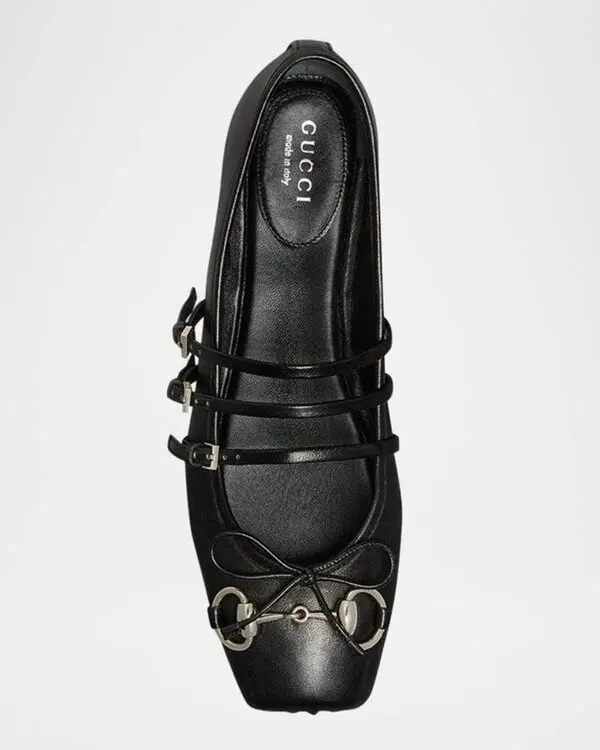 Gucci Horsebit Mary Jane Ballerina Flats - Nero