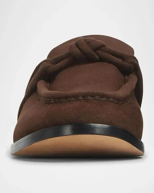Bottega Veneta Astaire Suede Knot Loafers - Bark