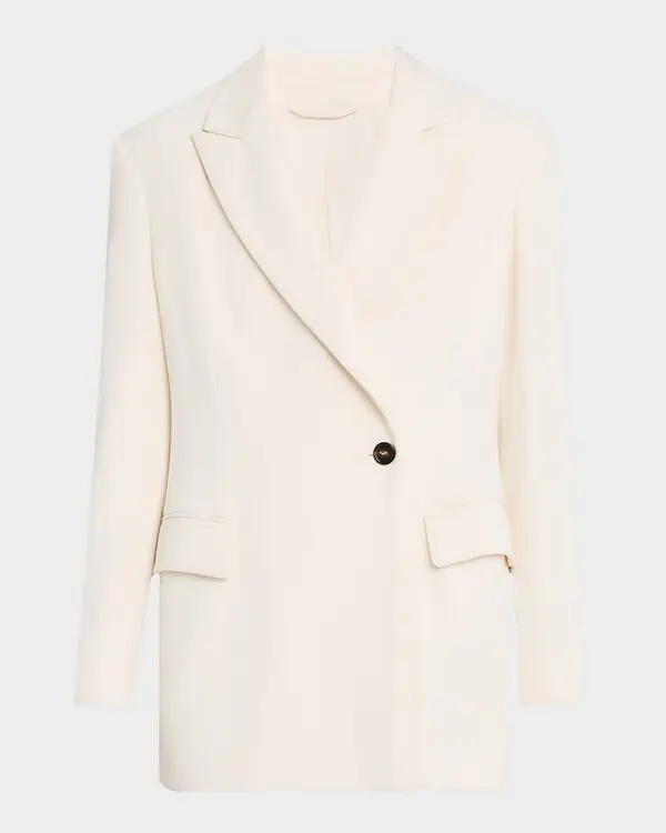 Brunello Cucinelli Diagonal Button-front Blazer - Ivory