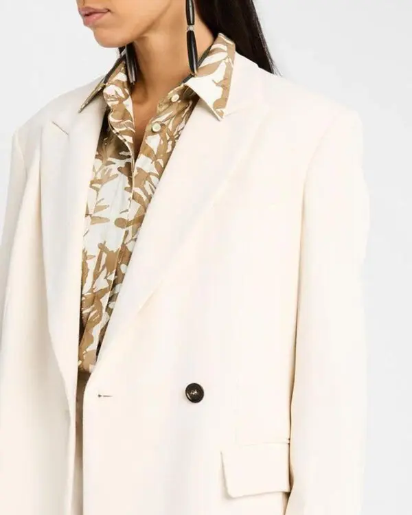 Brunello Cucinelli Diagonal Button-front Blazer - Ivory