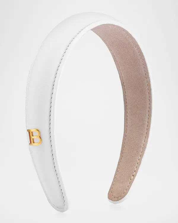 ROZ HAIR Legacy Leather Puffed Headband - White
