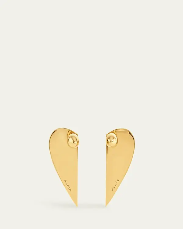 Alaïa Half Heart-shaped Stud Earrings - Argent