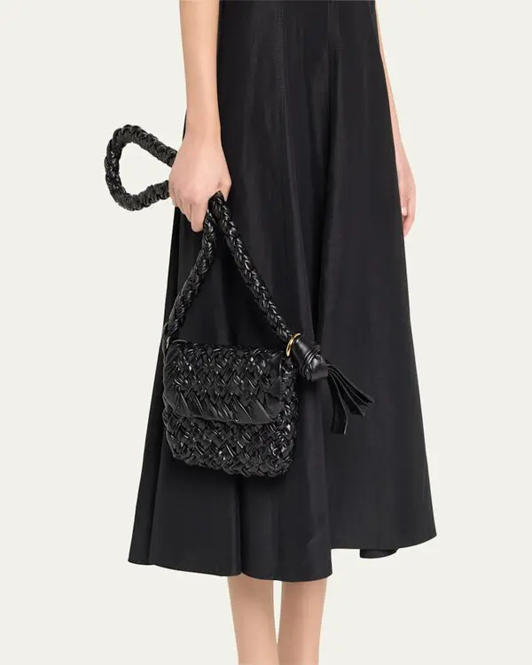 Bottega Veneta Small Kalimero Leather Shoulder Bag - Black