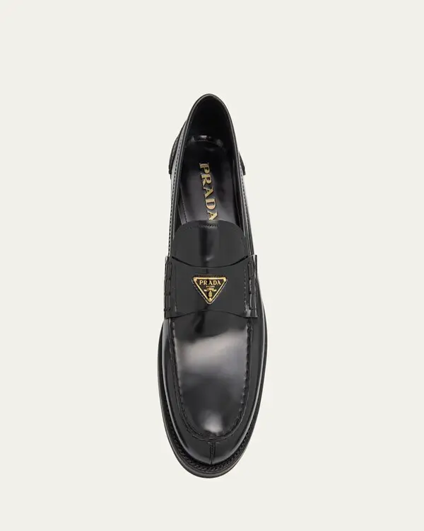 Prada Brushed Leather Split-toe Loafers