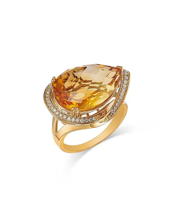 Bloomingdale'S Citrine And Diamond Ring - Orange/gold
