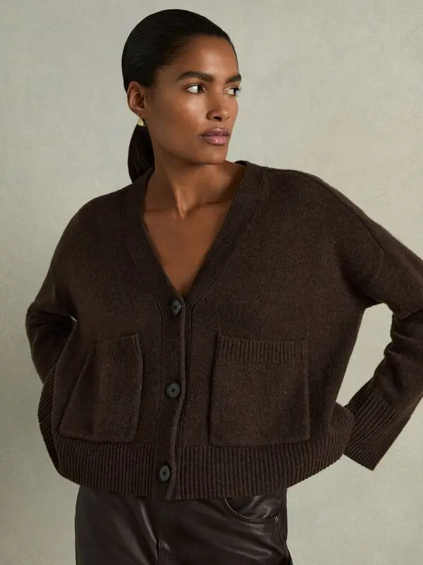 REISS Rosie Wool-cashmere Patch-pocket Cardigan