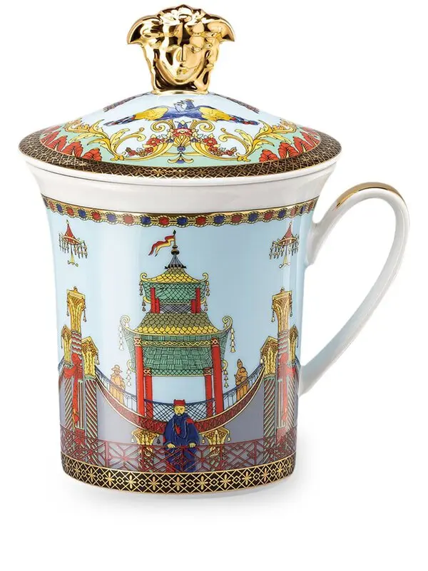 Versace Marco Polo Porcelain Lid Mug - Multicolour
