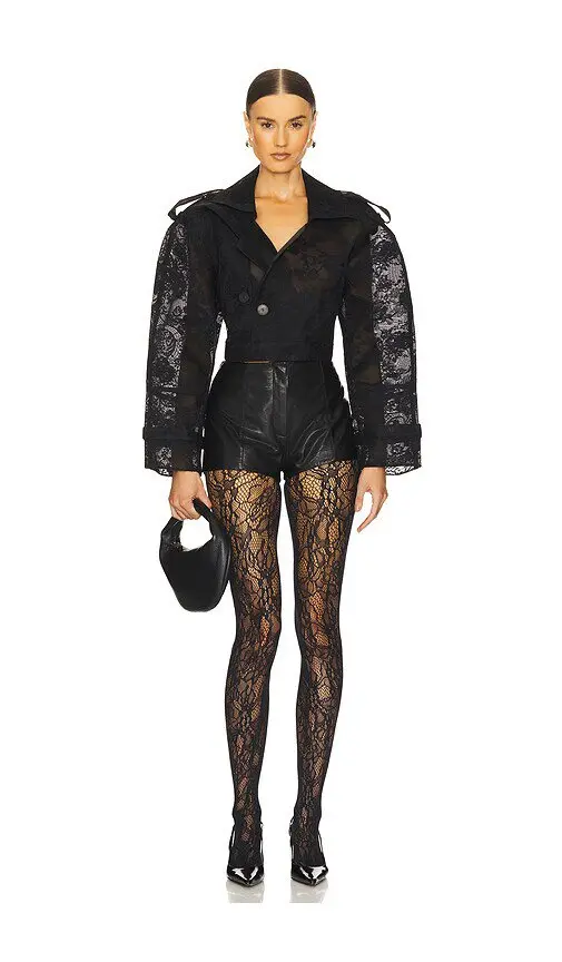 YUHAN WANG Chantilly Lace Biker Jacket