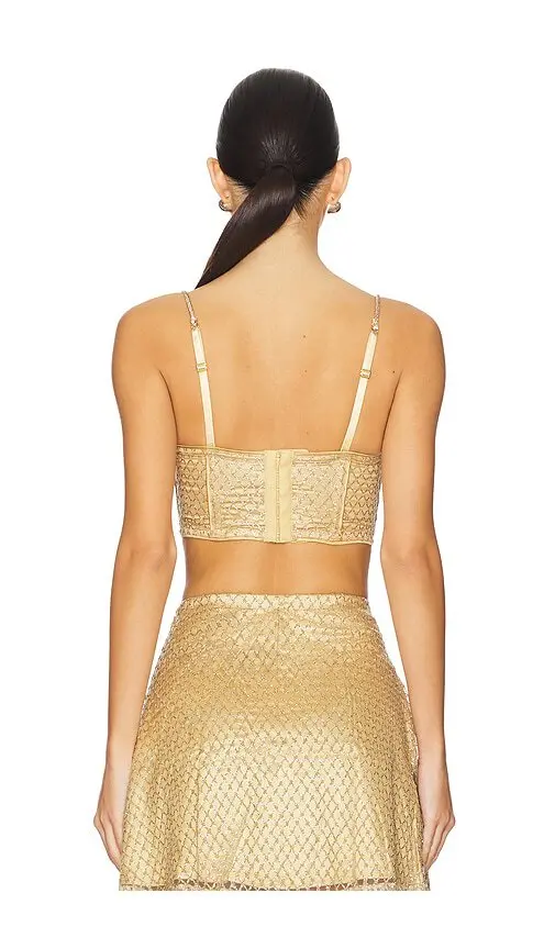 For Love & Lemons Glitter Grid Bustier Top - Gold