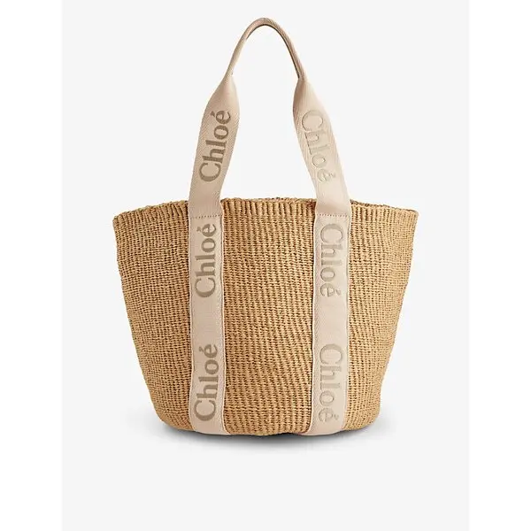 Chloé Large Woody Paper Tote Bag - Blushy Beige