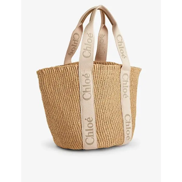 Chloé Large Woody Paper Tote Bag - Blushy Beige