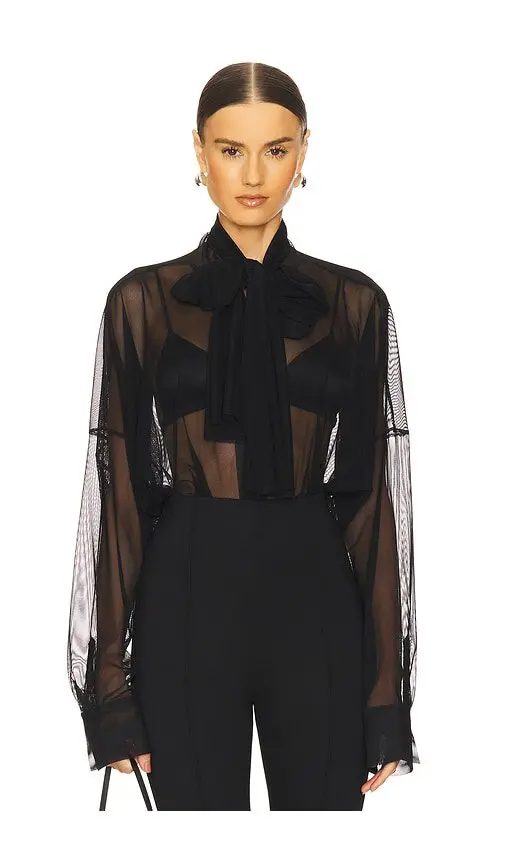 Norma Kamali Super Oversized Boyfriend Shirt Bodysuit