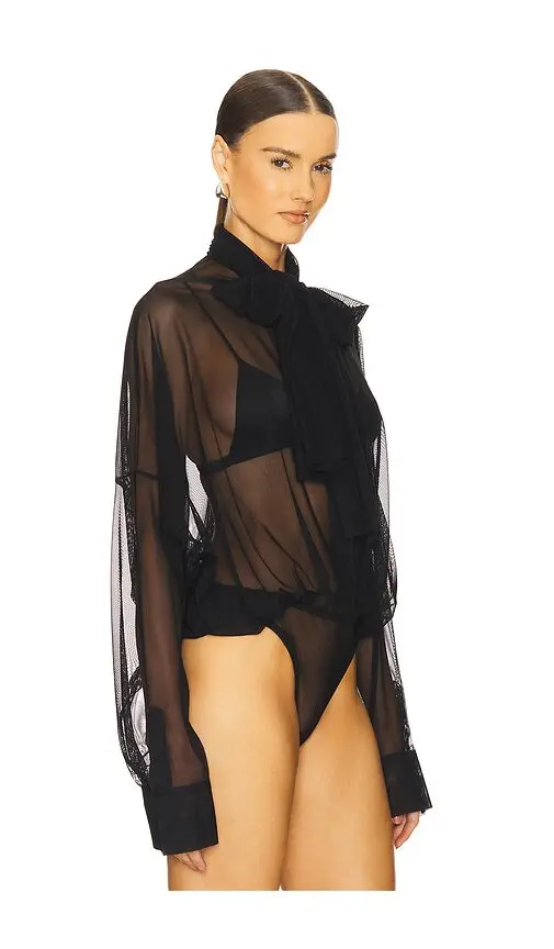 Norma Kamali Super Oversized Boyfriend Shirt Bodysuit