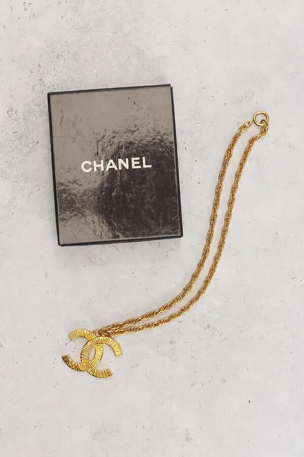 Chanel 1993 Coco Mark Necklace In Metallic