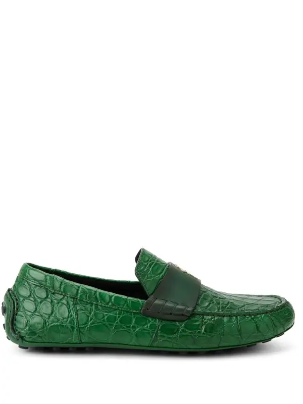 FERRAGAMO Embossed Crocodile Effect Leather Loafers