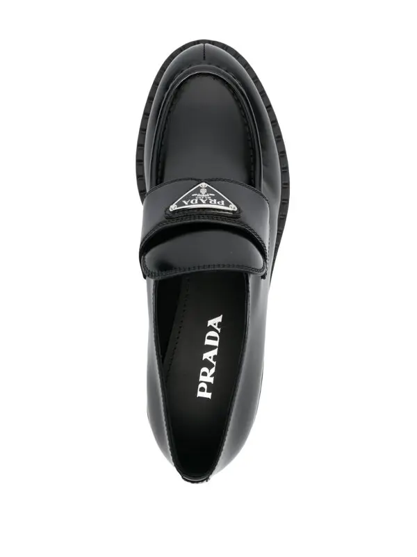 Prada Chocolate Logo Plaque 40mm Loafers