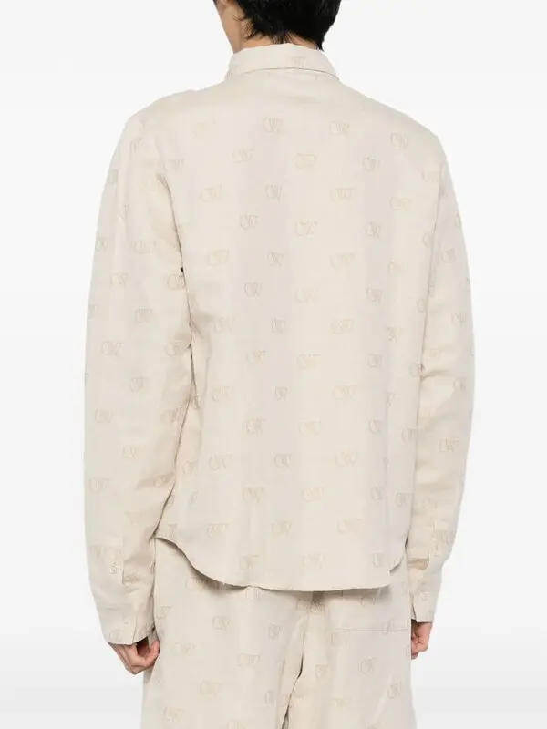 Off-White Logo-jacquard Cotton-linen Shirt