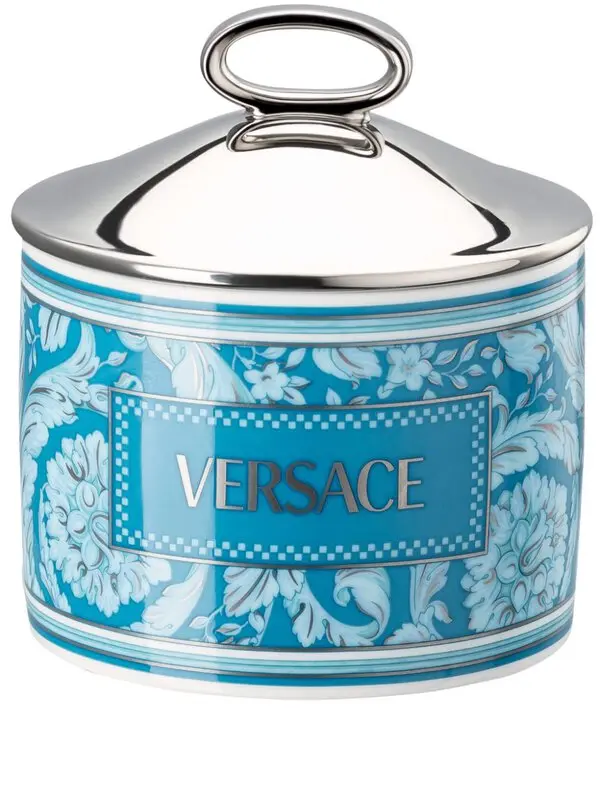 Versace Barocco Logo-print Candle - Blue