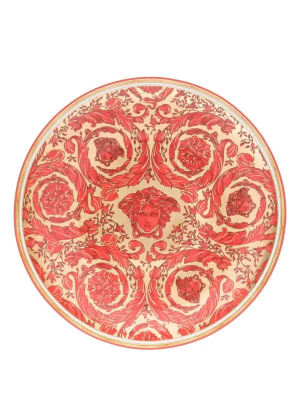 Versace Medusa Garland Porcelain Plate - Red