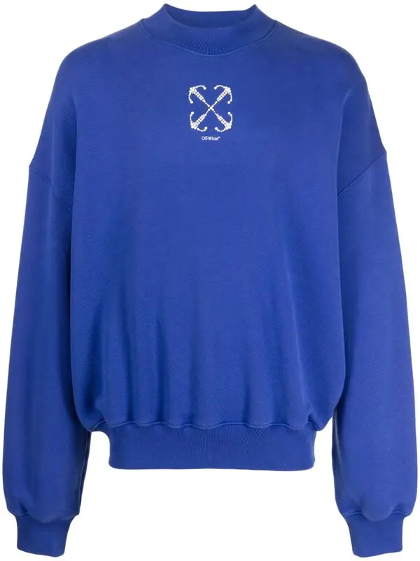 Off-White Arrows Beaded Cotton Sweatshirt - Blue