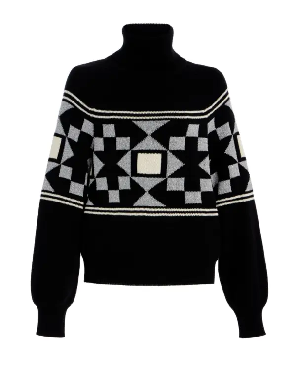 HIGH SPORT Lara Fair Isle Cotton-blend Turtleneck Sweater - Black