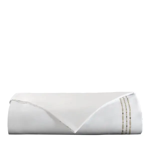 DEA LUXURY LINENS Sole Embroidery Duvet Cover, King - White/graphite