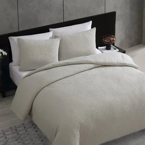 Vera Wang Puckered Textured 3 Piece Comforter Set
