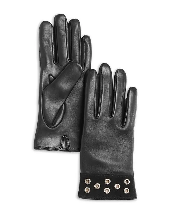 Bloomingdale'S Grommet Leather Gloves - Black