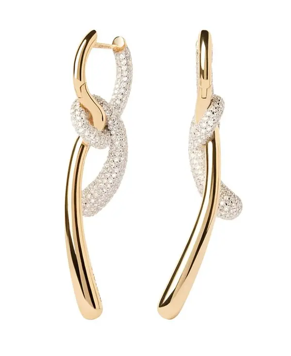 PDPAOLA Pave Twist Hoop Earrings - Gold