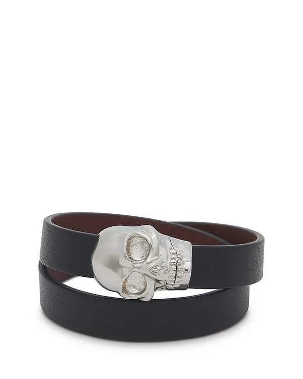 Alexander McQueen Skull Double Wrap Bracelet - Black/palladium