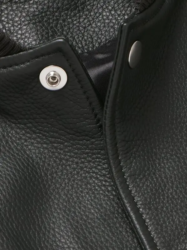 Mr P. Full-grain Leather Varsity Jacket