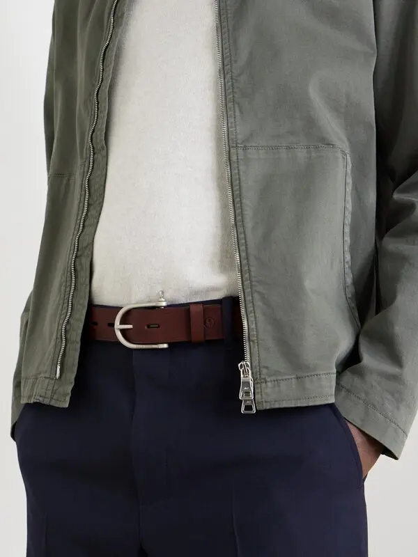 BLEU DE CHAUFFE 3.5cm Manille Leather Belt - Brown