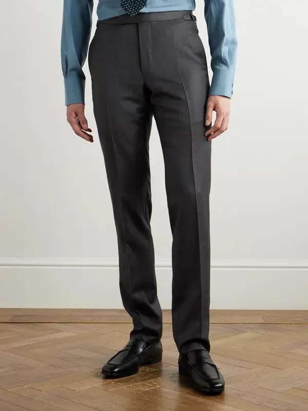 TOM FORD O'connor Birdseye Textured-wool Suit Trousers