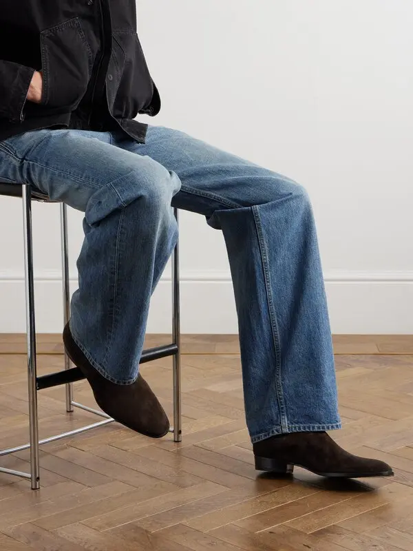 Saint Laurent Wyatt Suede Chelsea Boots - Brown