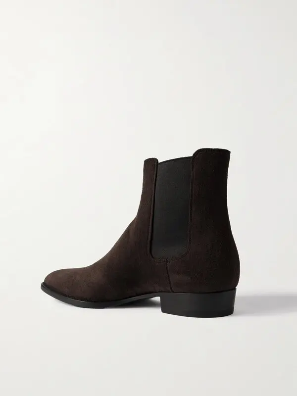 Saint Laurent Wyatt Suede Chelsea Boots - Brown