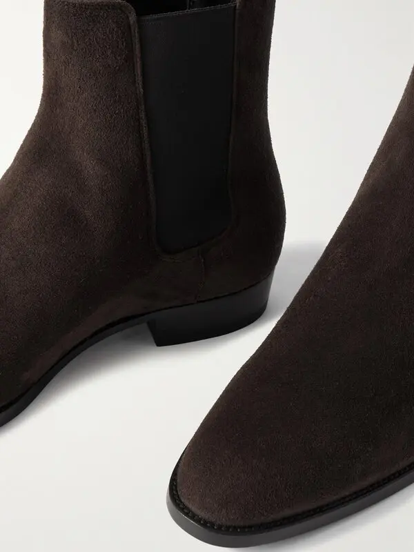 Saint Laurent Wyatt Suede Chelsea Boots - Brown