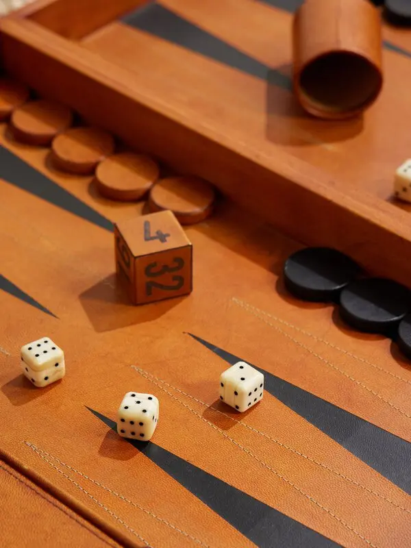 THE CONRAN SHOP Wood And Leather Backgammon Set