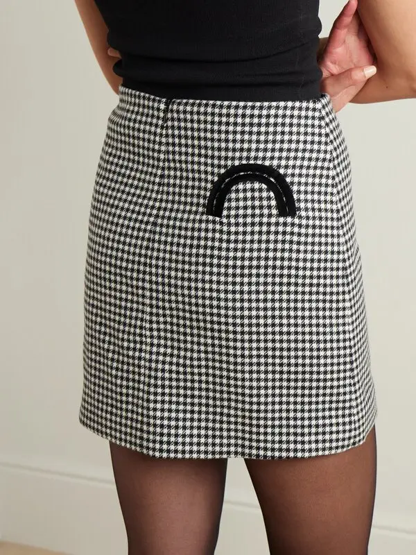 BLAZÉ MILANO Coci Houndstooth Wool Mini Skirt